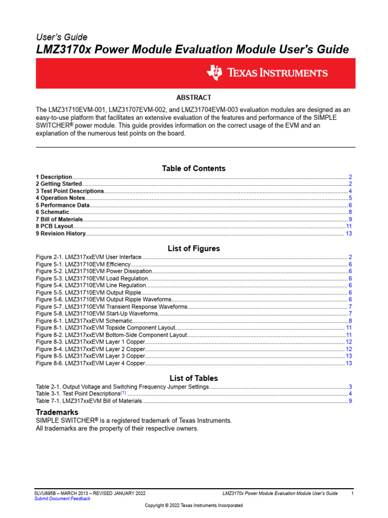 LMZ3170x Power Module Evaluation Module User's Guide (Rev. B) | PDF | Power Supply | Capacitor