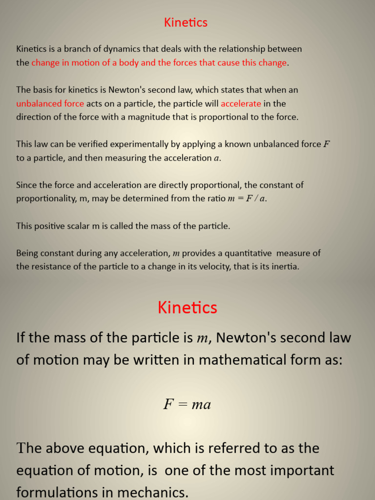 Lecture 5 Kinetics-1 | PDF | Force | Acceleration