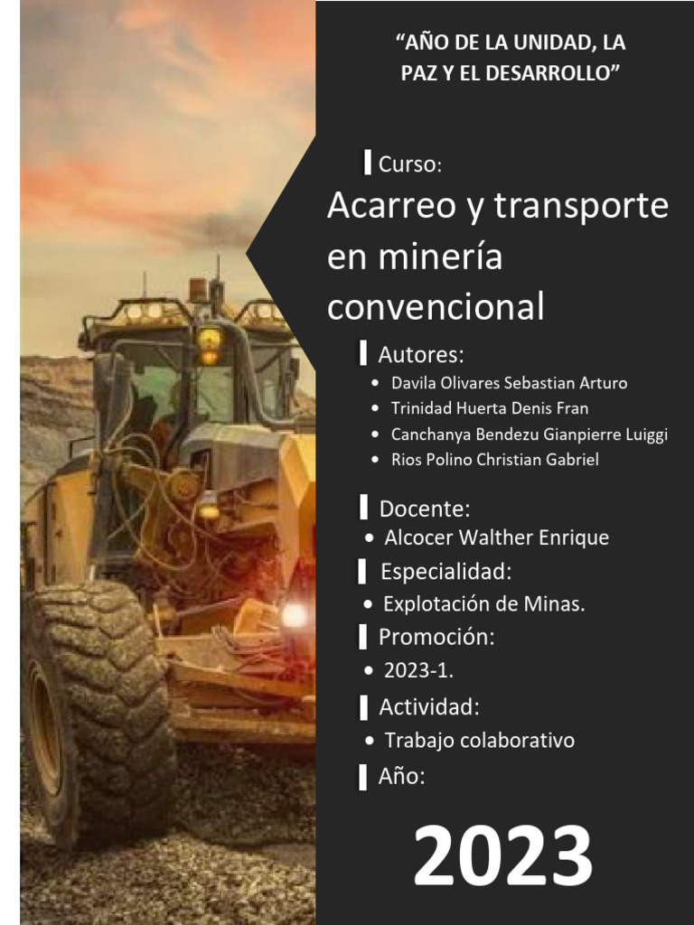 Acarreo y Transporte en Minería Convencional | PDF | Rodamiento ...