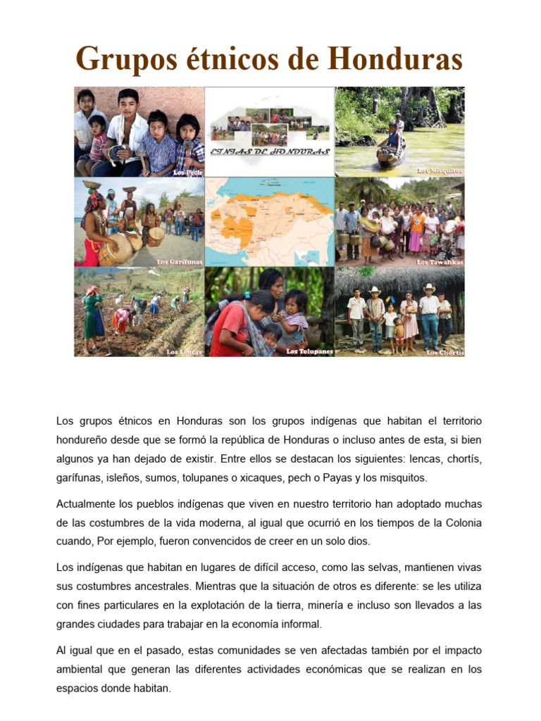 Grupos Etnicos de Honduras | PDF | Honduras | Pueblos indígenas de ...