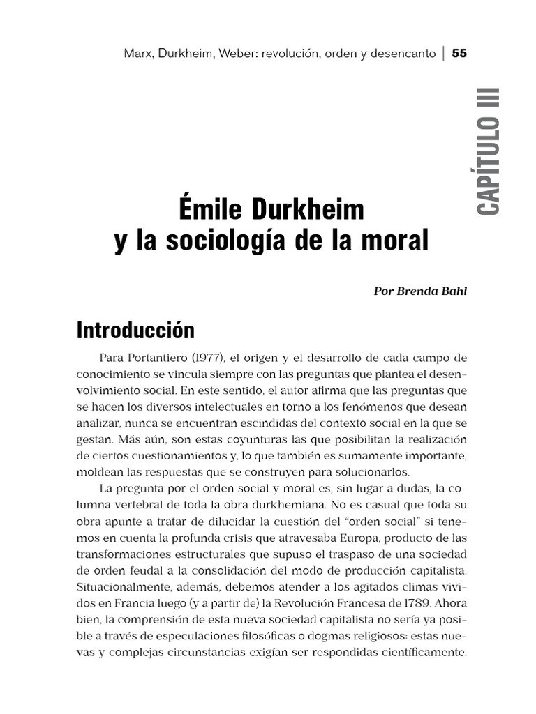 Bahl, B. Émile Durkheim y La Sociología Moral | PDF | Emile Durkheim | Sociología