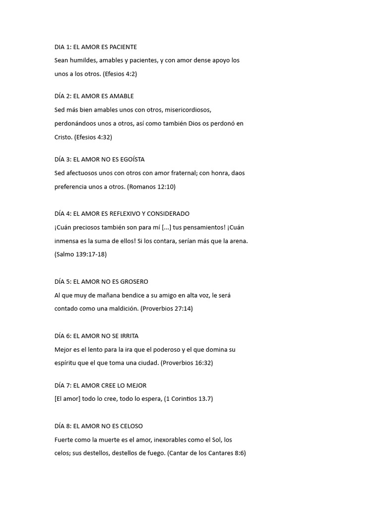 Resumen Reto Del Amor de 40 Dias | PDF | Amor | Biblia