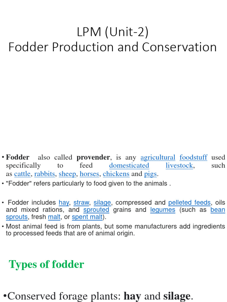 Fodder Production and Conservation | PDF | Fodder | Agriculture