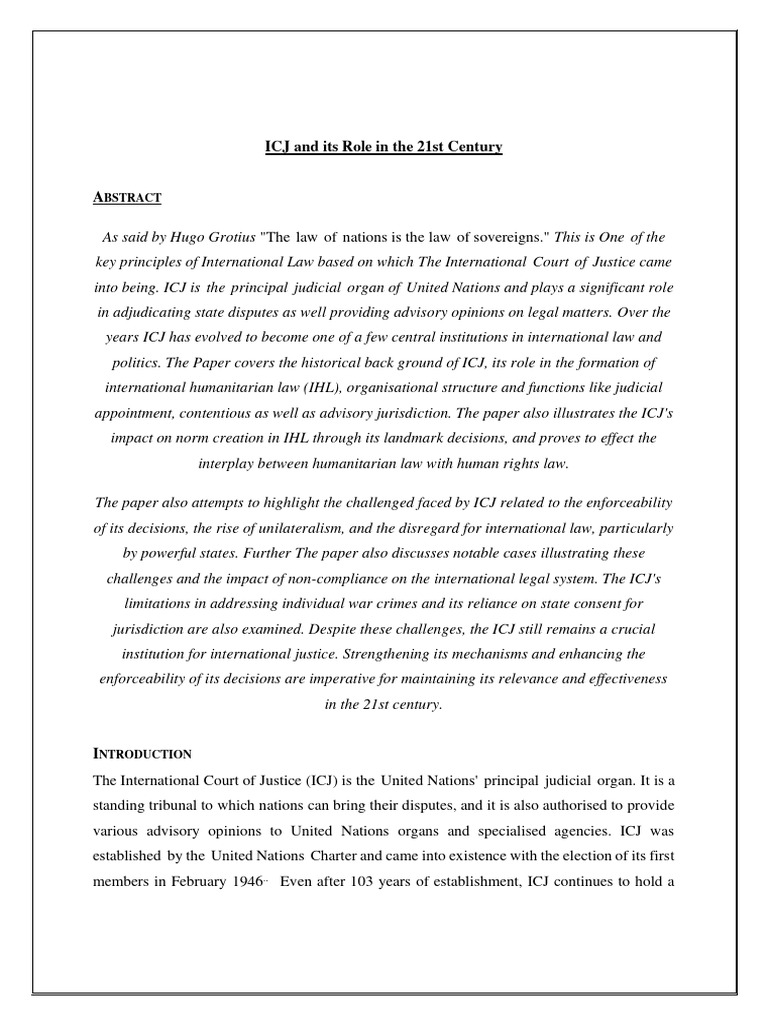 ICJ and Its Role in The 21st Century | PDF | International Law ...