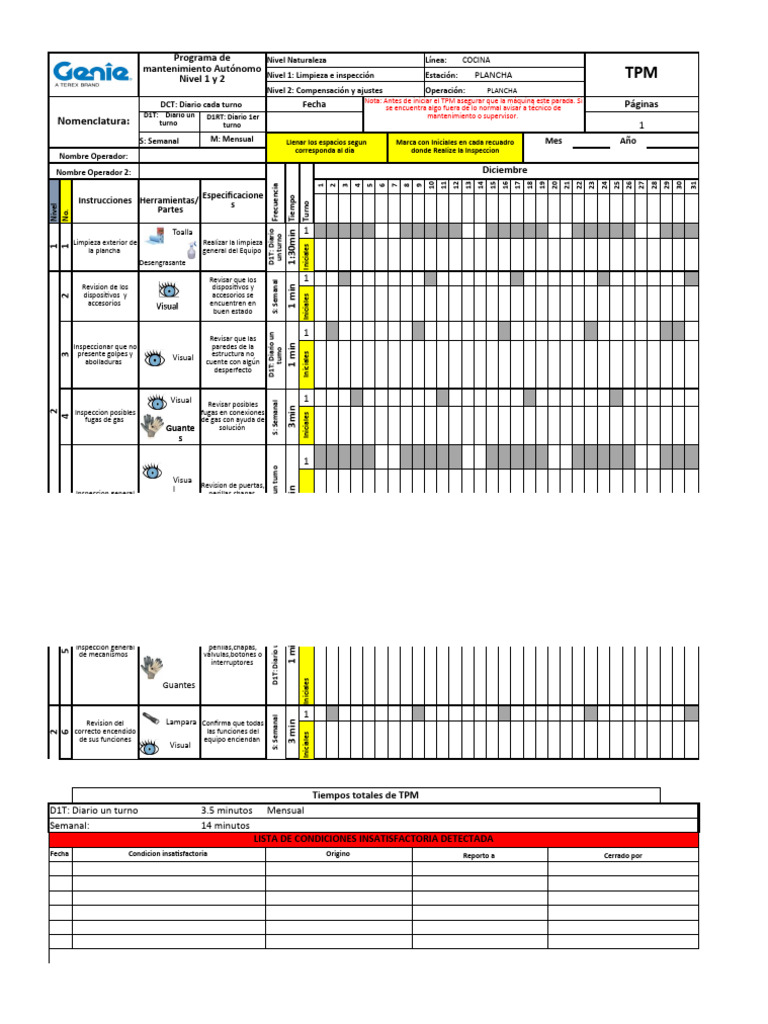 Formato TPM Plancha | PDF