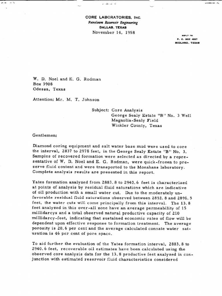 George Sealy B3 Core Analysis | PDF