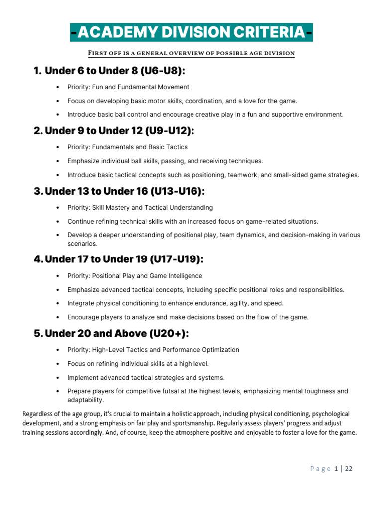 Age Division Training Criteria Guide | PDF | Psychological Resilience