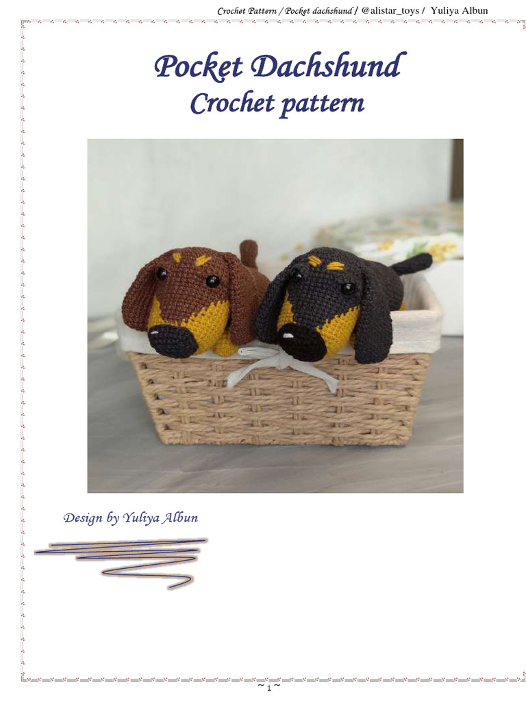 Pocket Dachshund Crochet Pattern | PDF | Crochet | Sewing