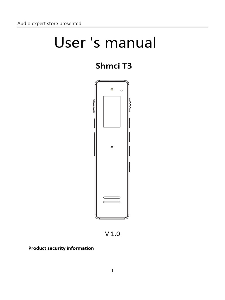 Shmci T3 Digital Voice Recorder User Manual | PDF | Usb | Computer File