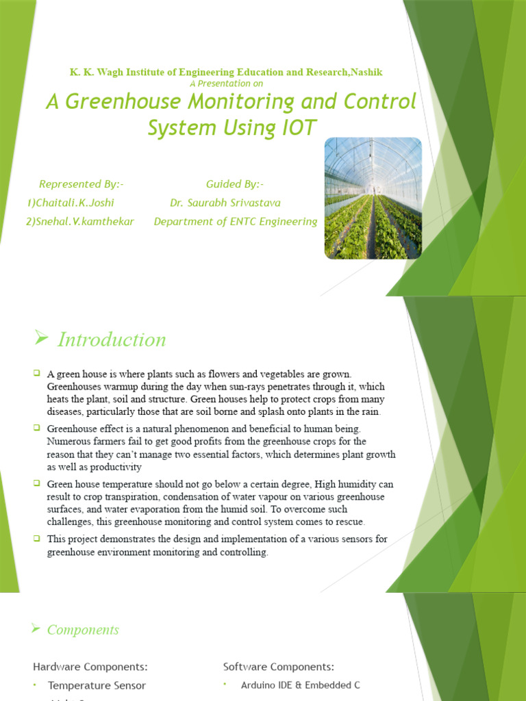 Greenhouse Monitoring and Control System Using IOT Project8454 | PDF ...