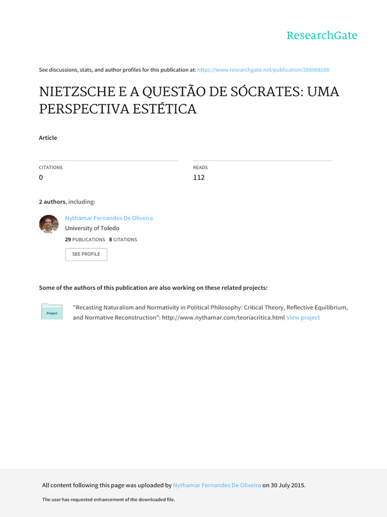 Nietzsche e A Questao de Socrates Uma Perspectiva | PDF | Friedrich ...