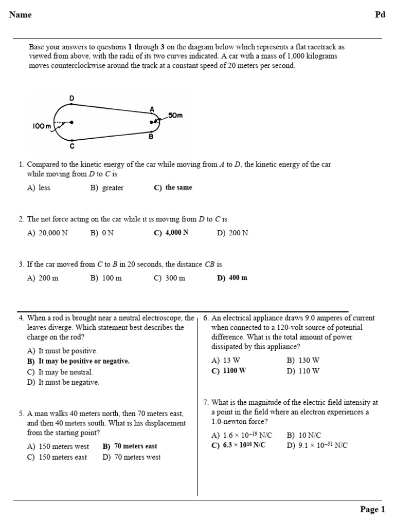 Physics Final Review TC | PDF | Force | Mass