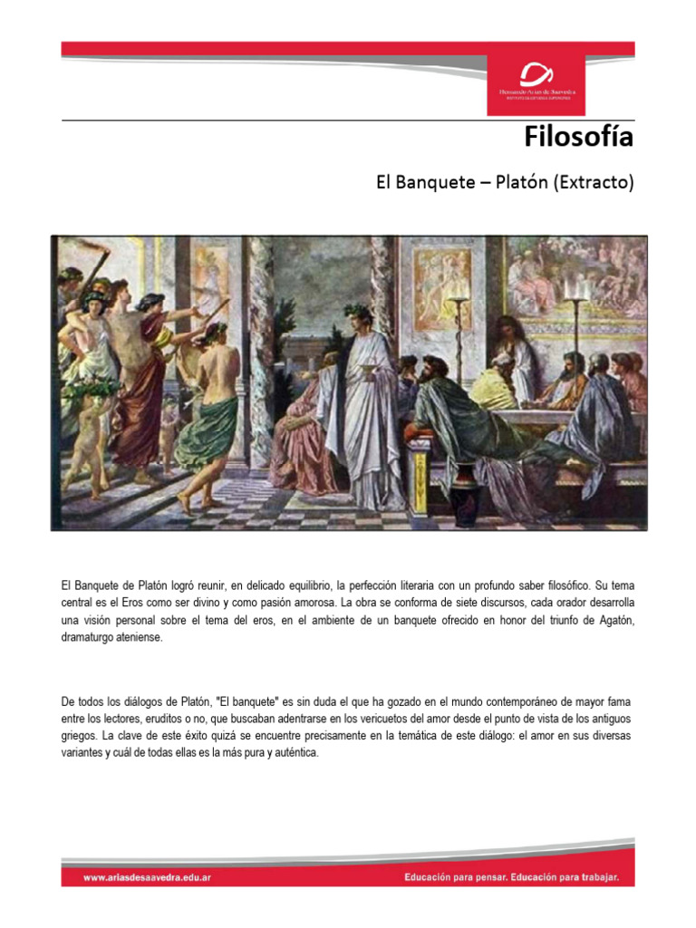 Platón - El Banquete (Extracto) | PDF | Simposio (Platón) | Platón