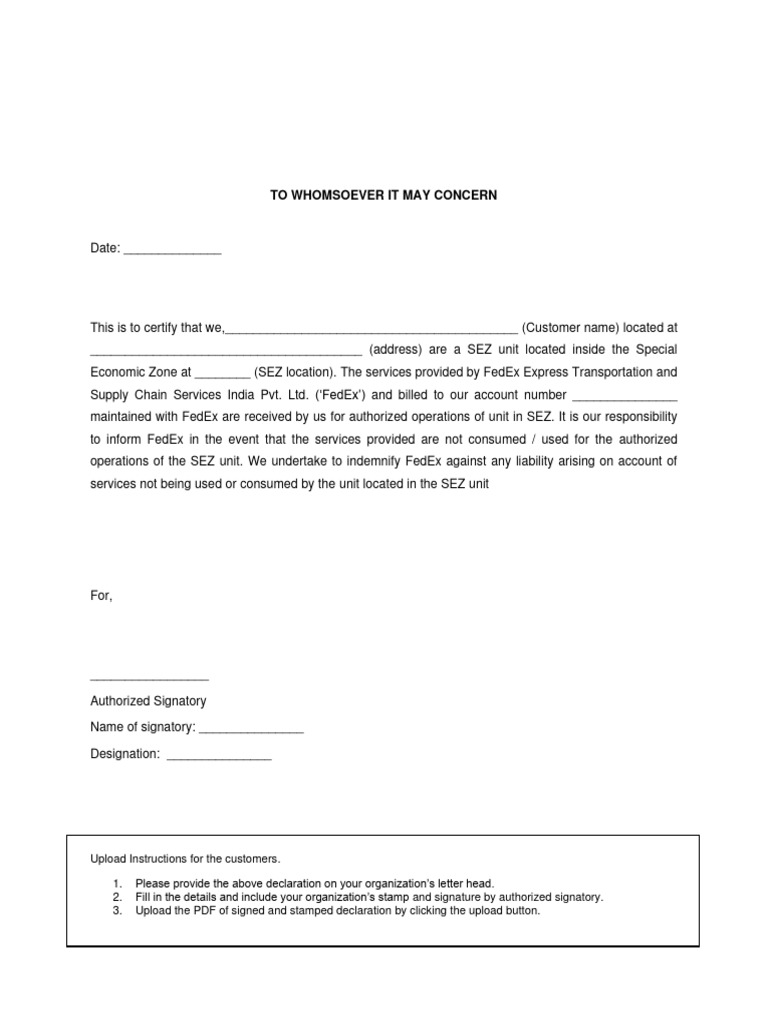 Fedex Sez Declaration en in | PDF