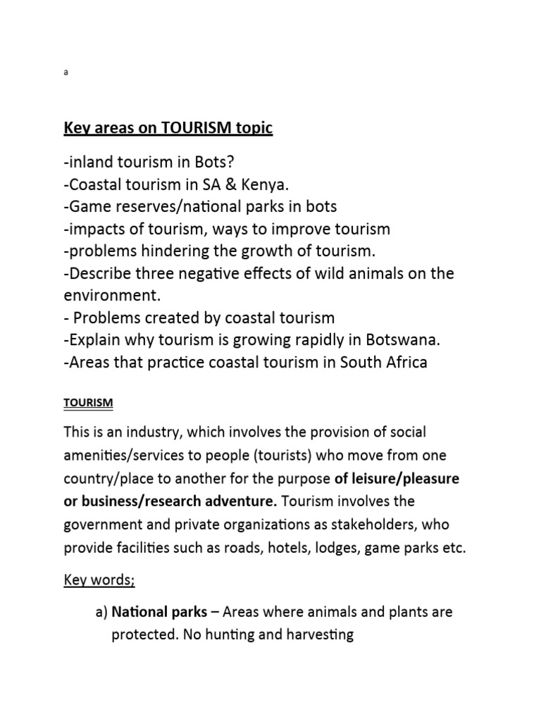 Tourisim Notes Ques | PDF | Tourism | Botswana Tourisim Notes Ques | PDF | Tourism | Botswana