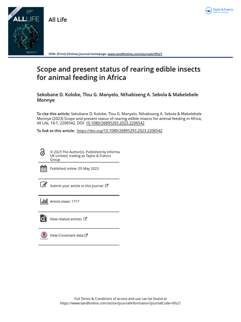 Scope and Present Status of Rearing Edible Insects For Animal Feeding ...