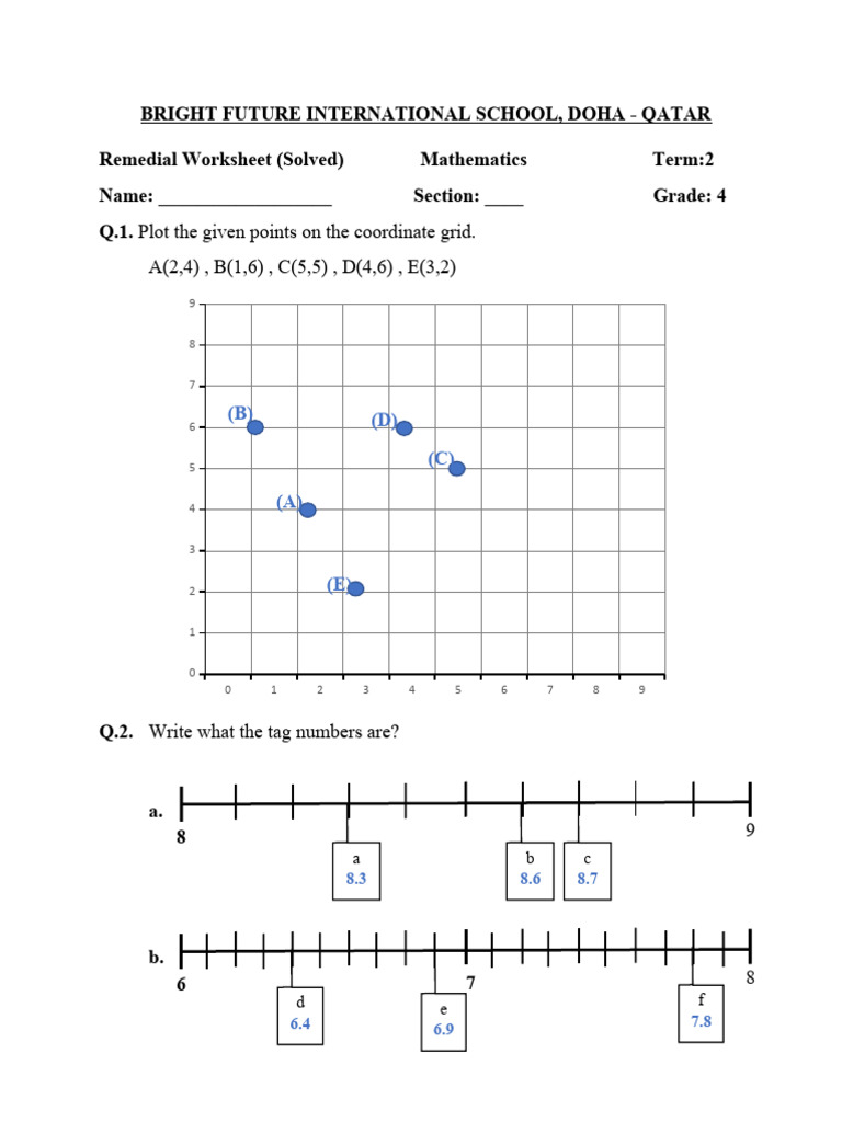 Remedial Worksheet (Term 2) Grade 4 | PDF | Area | Mathematics
