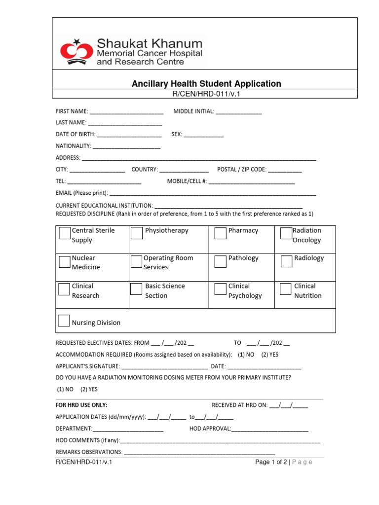 Ancilary Health-Form | PDF | Identity Document | Health Care