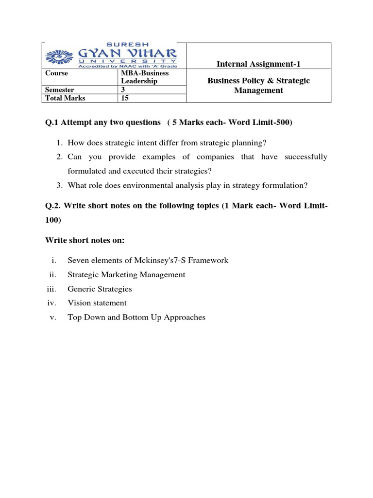 BLD - 671 Business Policies & Strategic Management-1 | PDF