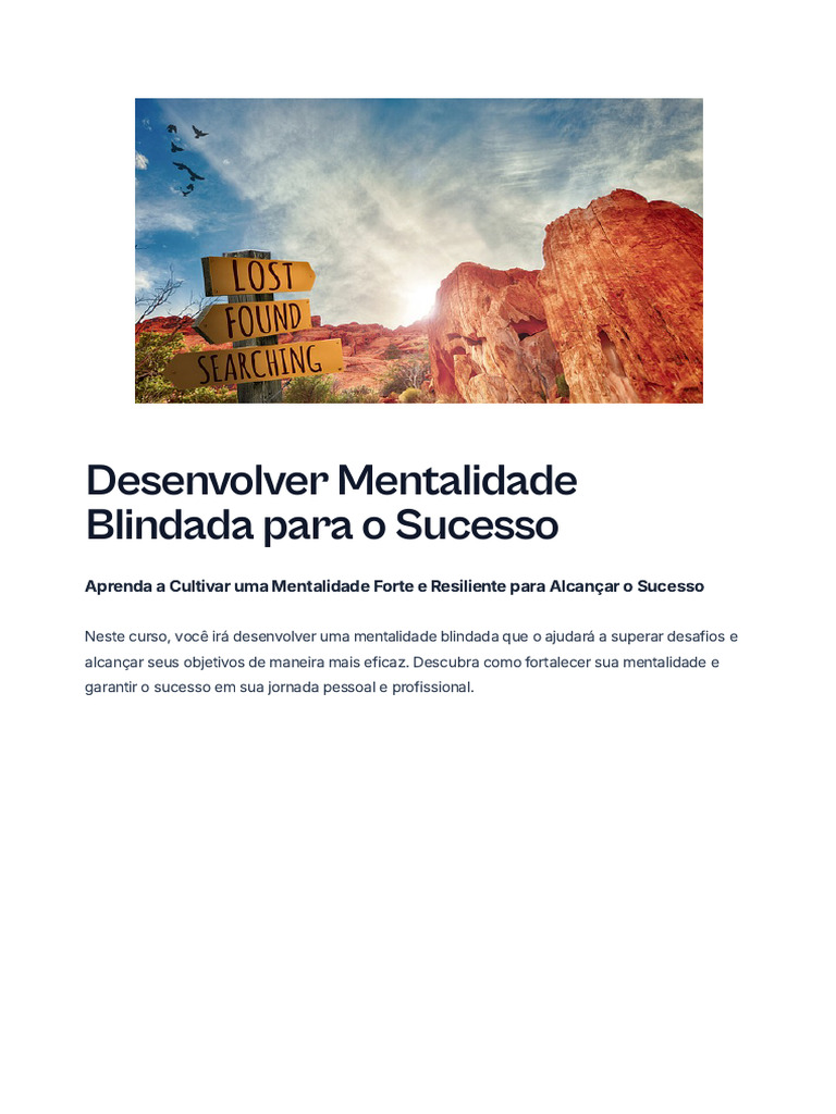 Desenvolver Mentalidade Blindada para o Sucesso | PDF | Resiliência psicológica | Aprendizado