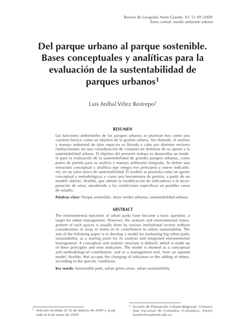Del Parque Urbano Al Parque Sostenible | PDF | Sustentabilidad ...