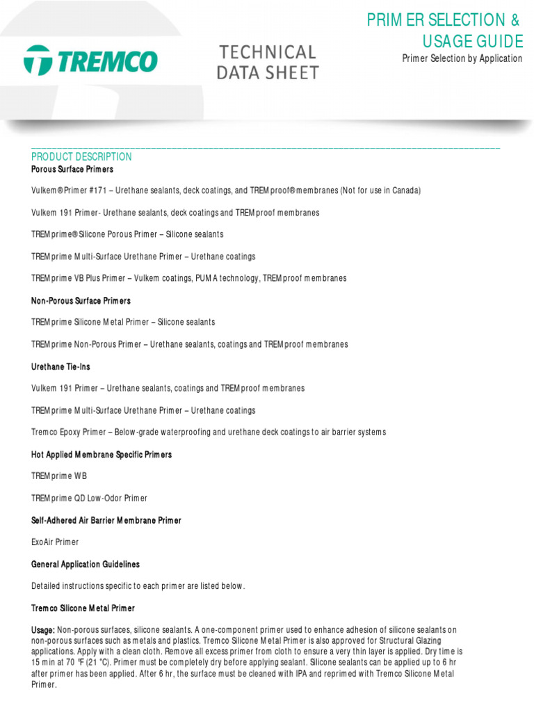 Primer Selection and Usage Guide | PDF | Silicone | Coating