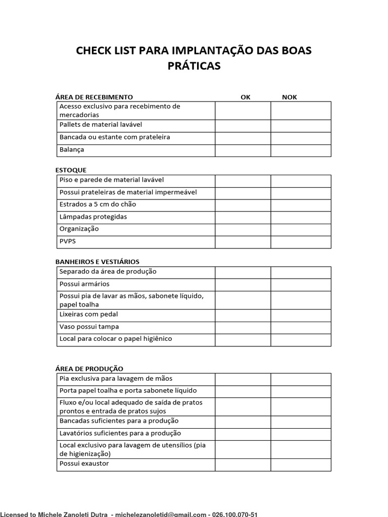 Checklist+Implantação+Das+Boas+Práticas | PDF