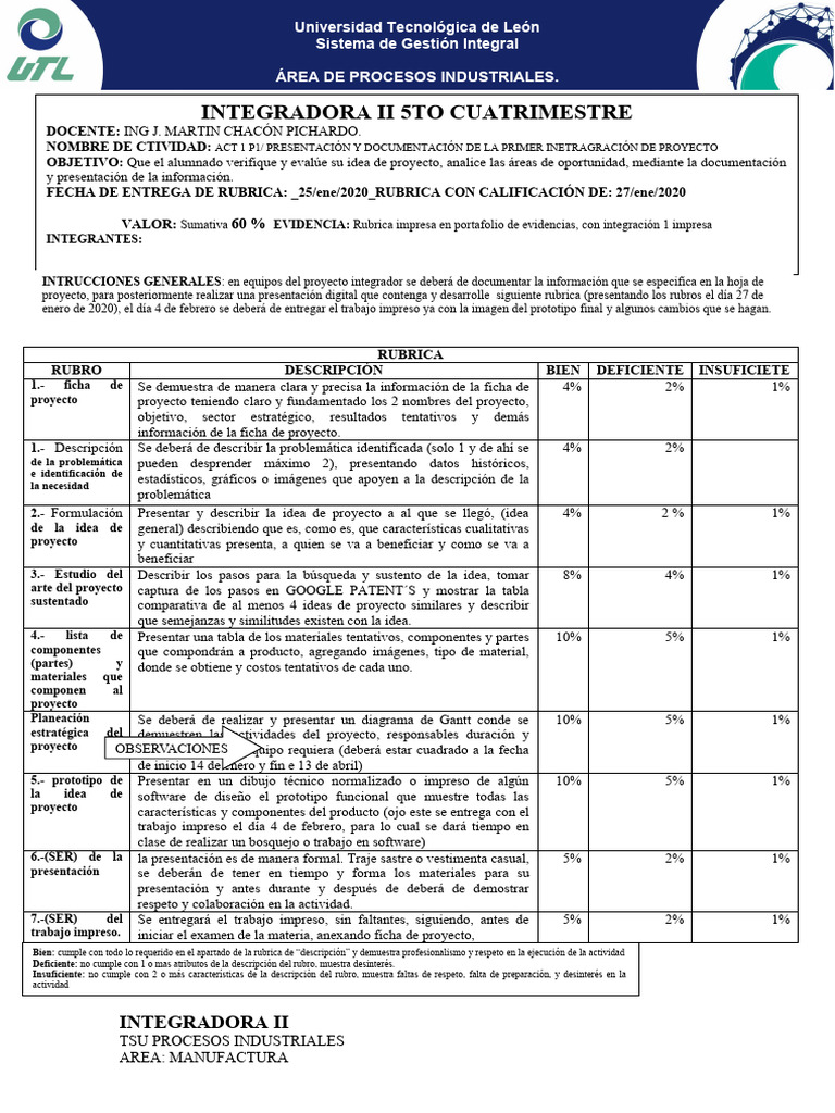 Act 1 Pi Integración 1 Integradora. | PDF | Software