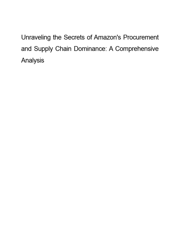 Amazon Supply Chain Analysis | PDF | Supply Chain | Corporate Social Responsibility