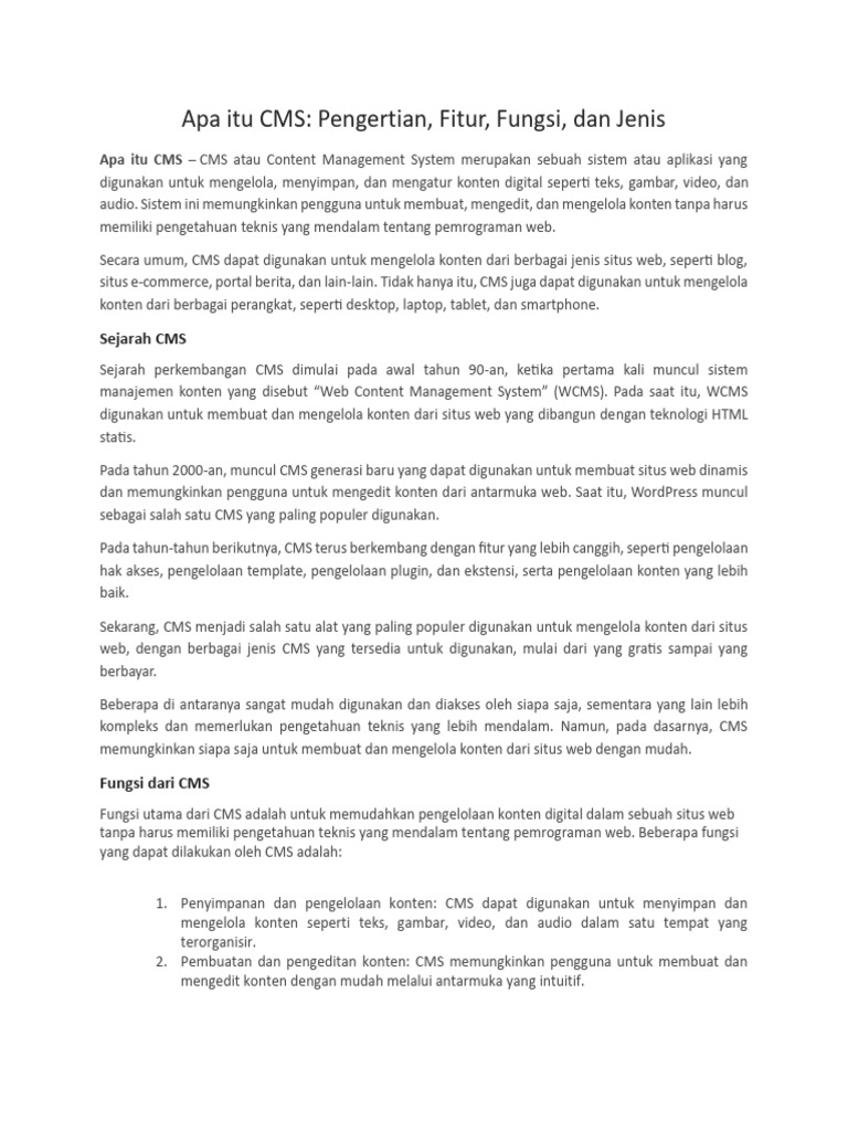 Apa Itu CMS | PDF | Bisnis | Teknologi & Rekayasa