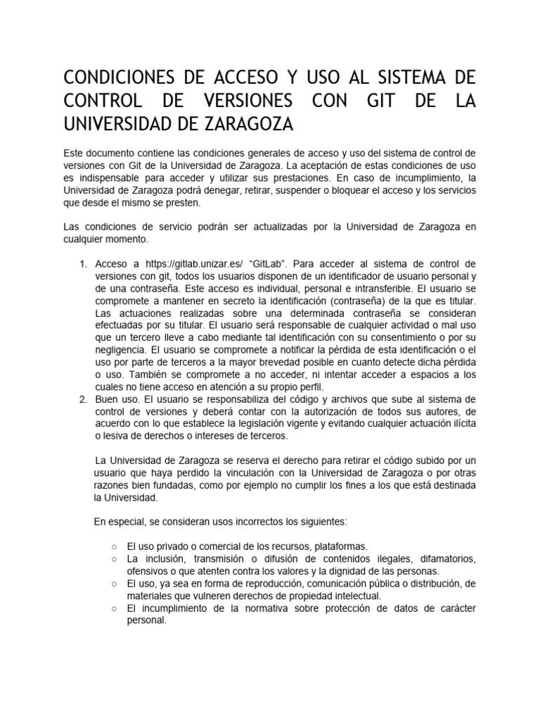 20161004-Condiciones de Uso Control Versiones Con Git | PDF | Cookie HTTP | Contraseña