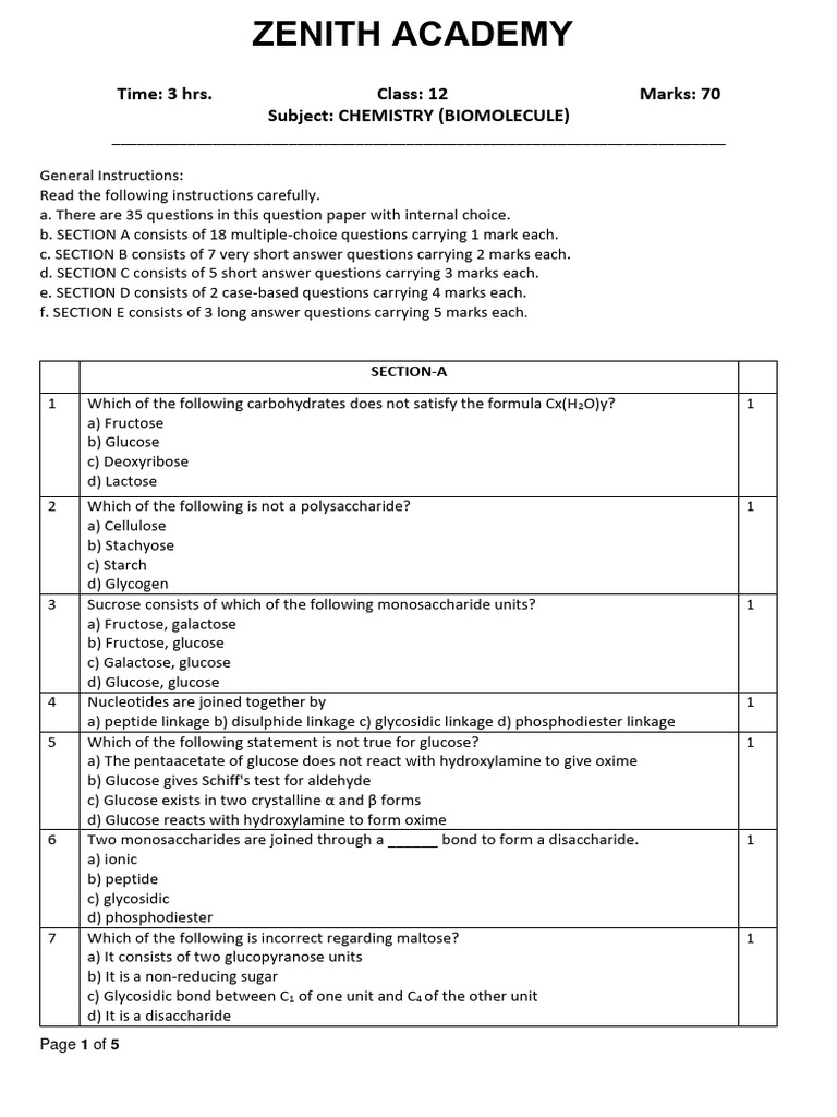 12th Class Chapter Wise QP 2024-25 PDF | PDF | Carbohydrates | Glucose 12th Class Chapter Wise QP 2024-25 PDF | PDF | Carbohydrates | Glucose