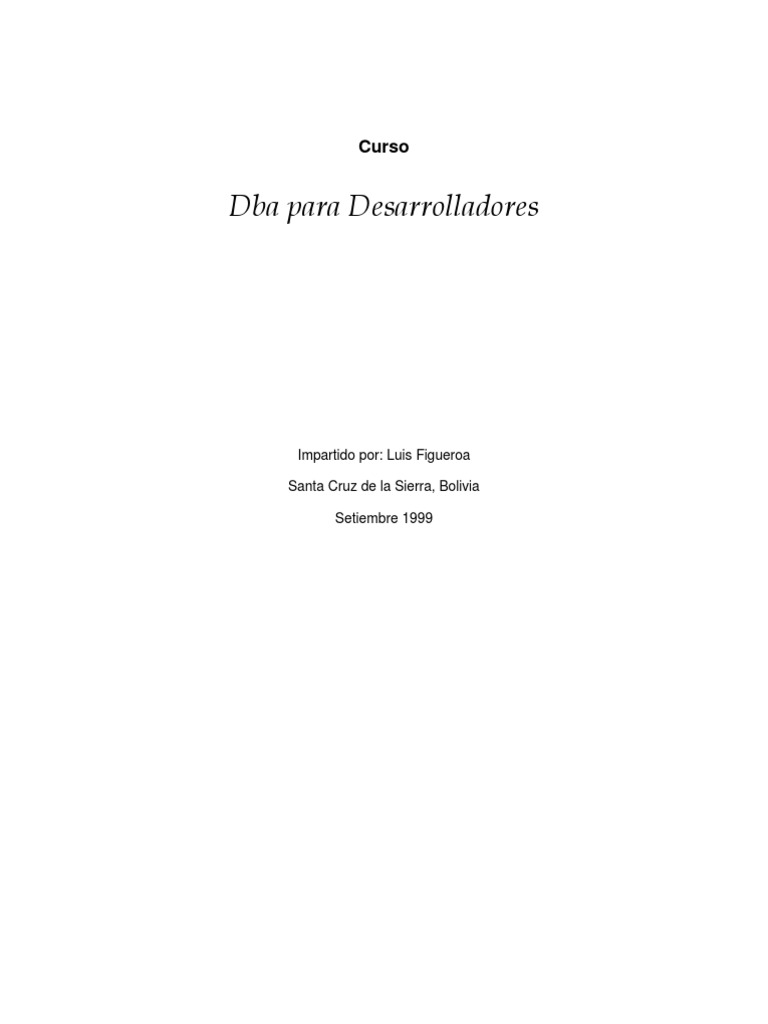 Curso De Dba Oracle Pdf Sql Bases De Datos