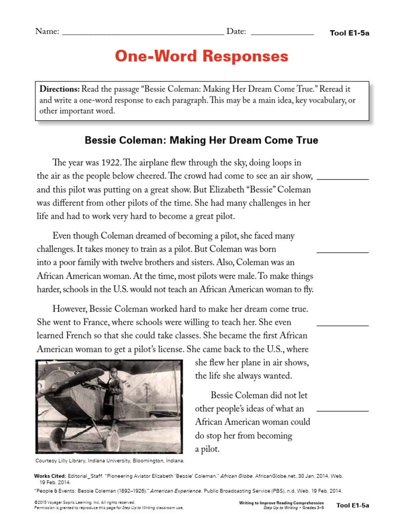 Caiden Hogan - 005 - E1-5a One-Word Responses | PDF | Learning | Human ...