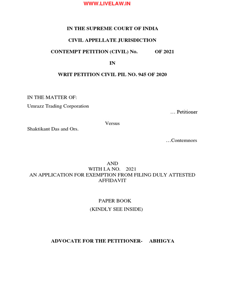 Contempt Petition Format for District Court | PDF | Supreme Court Of ...