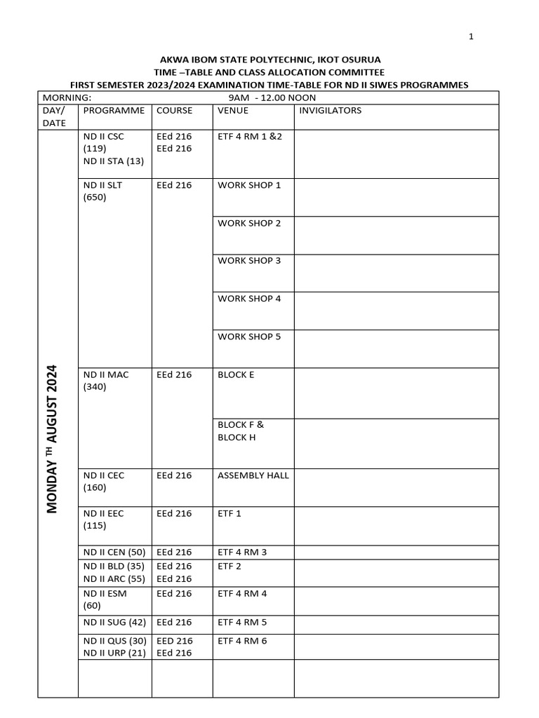 2024 First Semester 2024 Exam Siwes Draft For Update | PDF