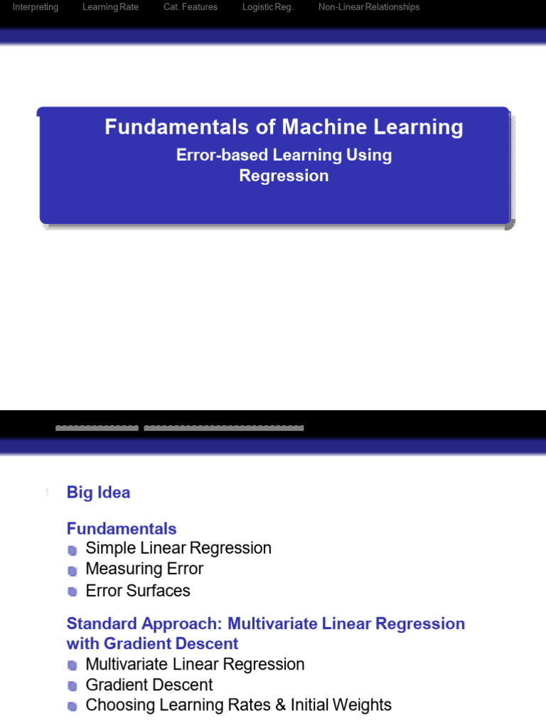 Day3 L1 ML Regression | PDF | Errors And Residuals | Linear Regression