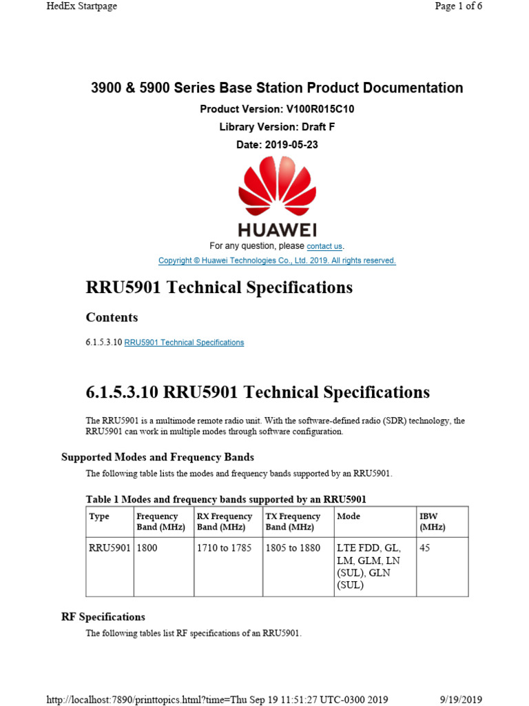 RRU5901 (1800Mhz) - Technical Specifications | PDF | Lte ...