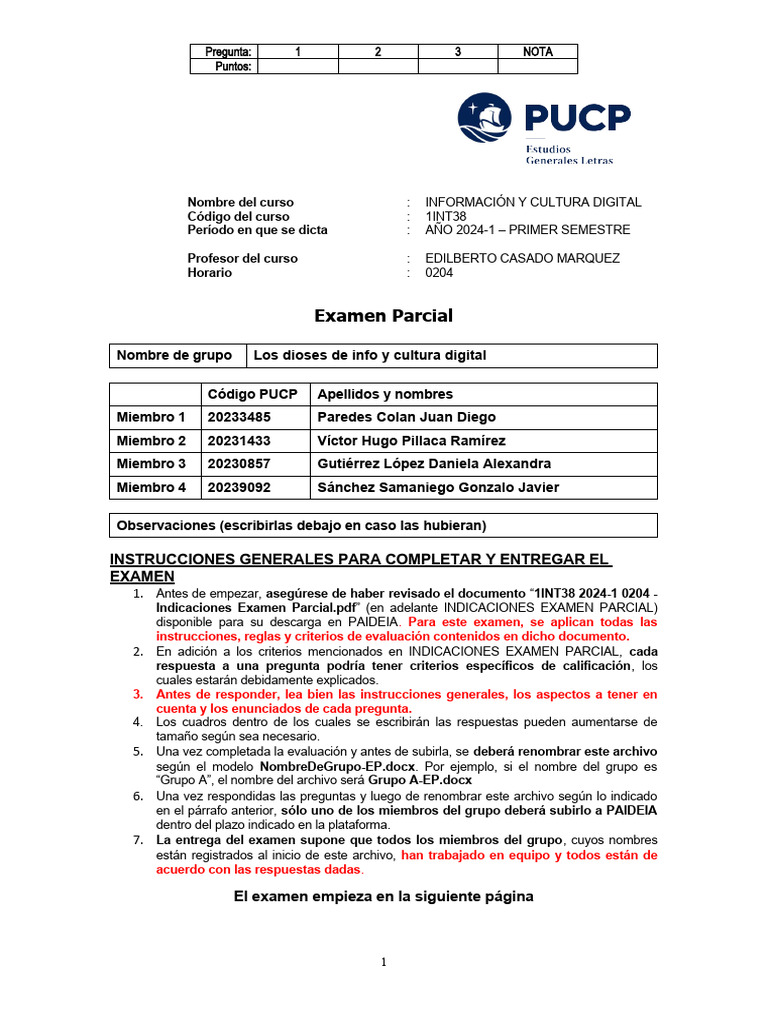 1INT38 2024-1 0204 - Examen Parcial (Formato) (1) 1 | PDF