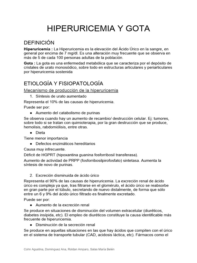 TP Uricemia y Gota | PDF | Gota | Medicina CLINICA