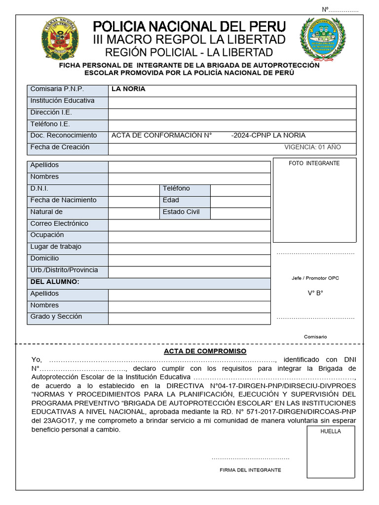 Ficha de Integrante Bapes | PDF | Documento de identidad | Gobierno