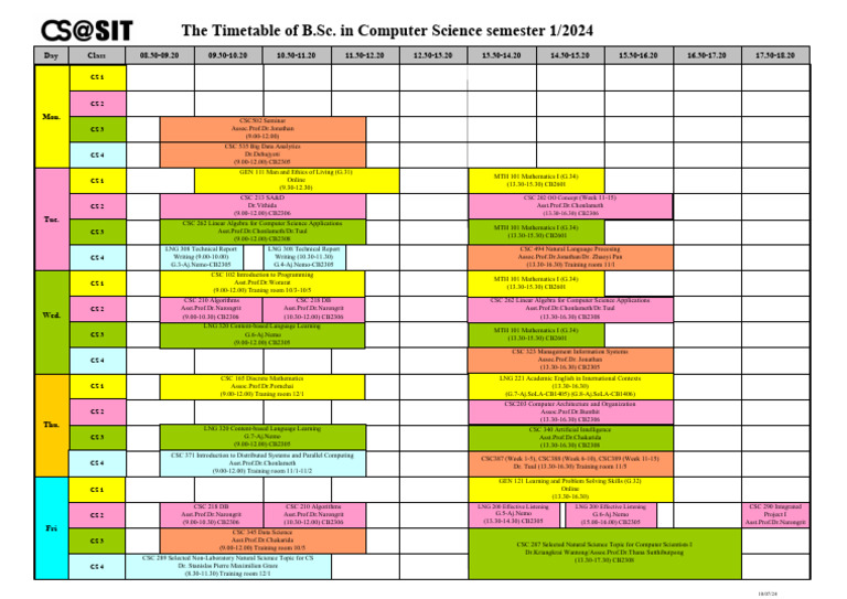 CS timetable 1-67_10072024 | PDF | Applied Mathematics | Computer Science