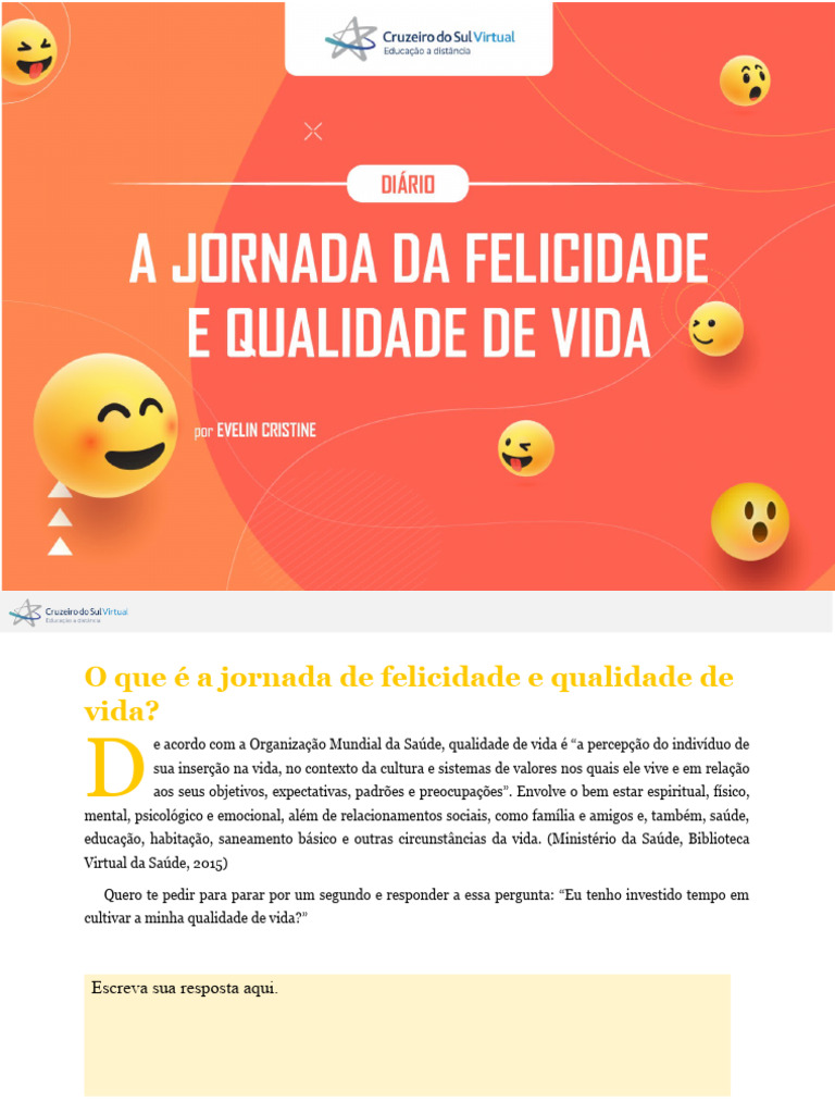 Jornada para Felicidade e Qualidade de Vida | PDF | Emoções | Felicidade
