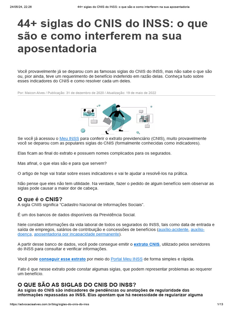 LIVRO 44+ Siglas Do CNIS Do INSS - o Que São e Como Interferem Na Sua Aposentadoria | PDF ...