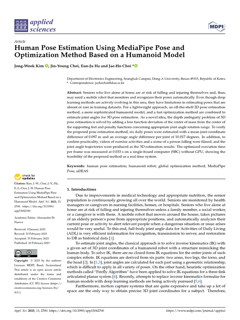 Human Pose Estimation Using MediaPipe Pose and Opt | PDF | Deep ...