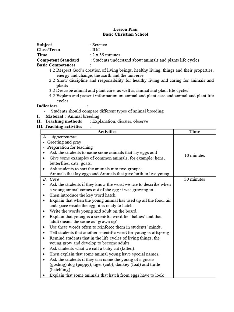 4. Lesson Plan Unit 1 | PDF | Teaching Method | Plants