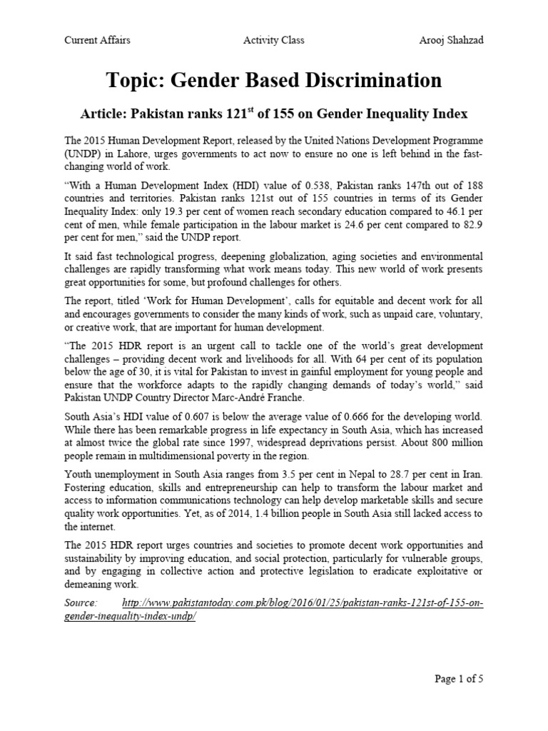 11 Gender Based Discrimination | PDF | Woman | Gender