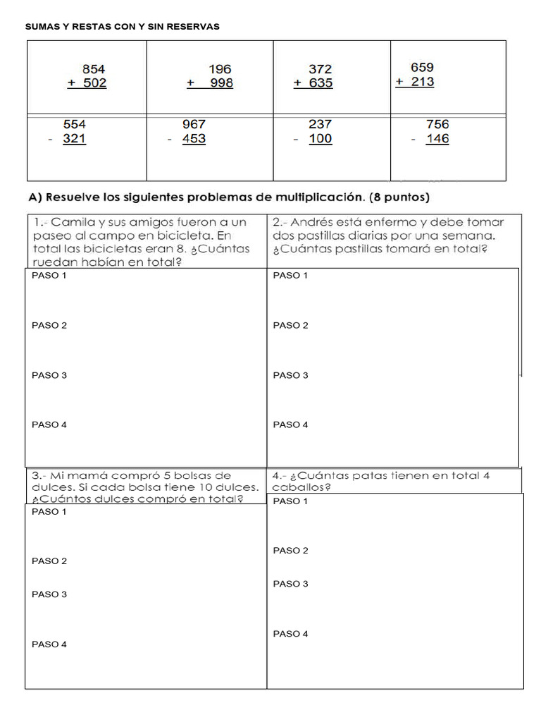 Sumas, Restas y Probl Con Multip | PDF