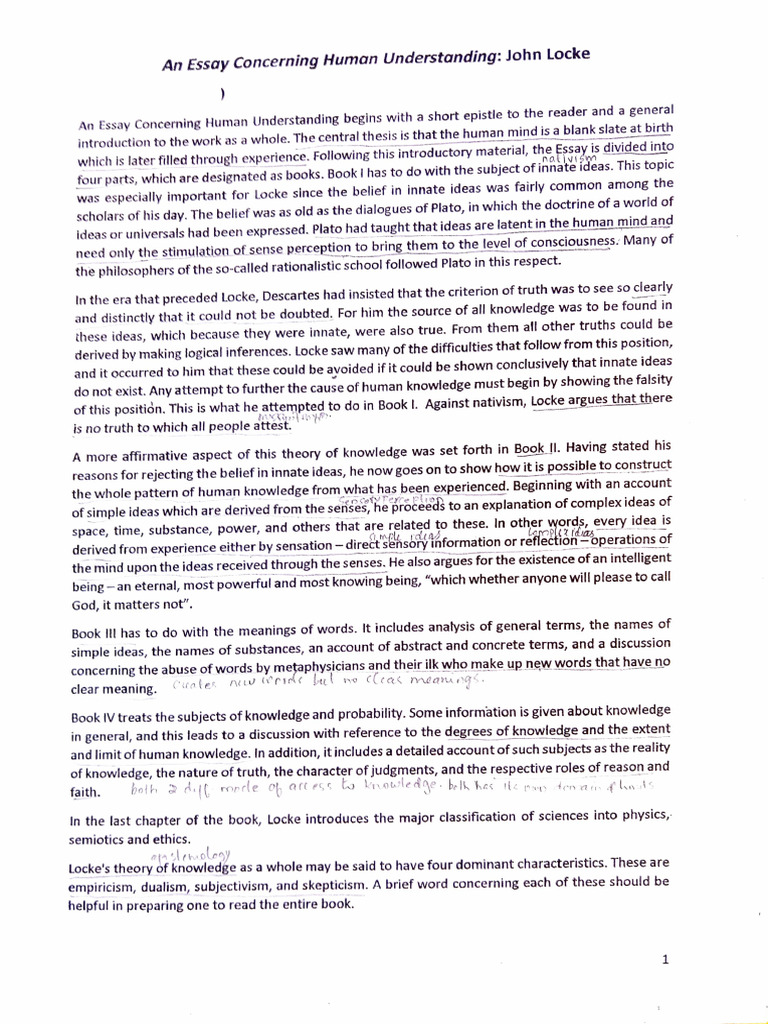 An Essay On Human Understanding | PDF | Knowledge | Idea