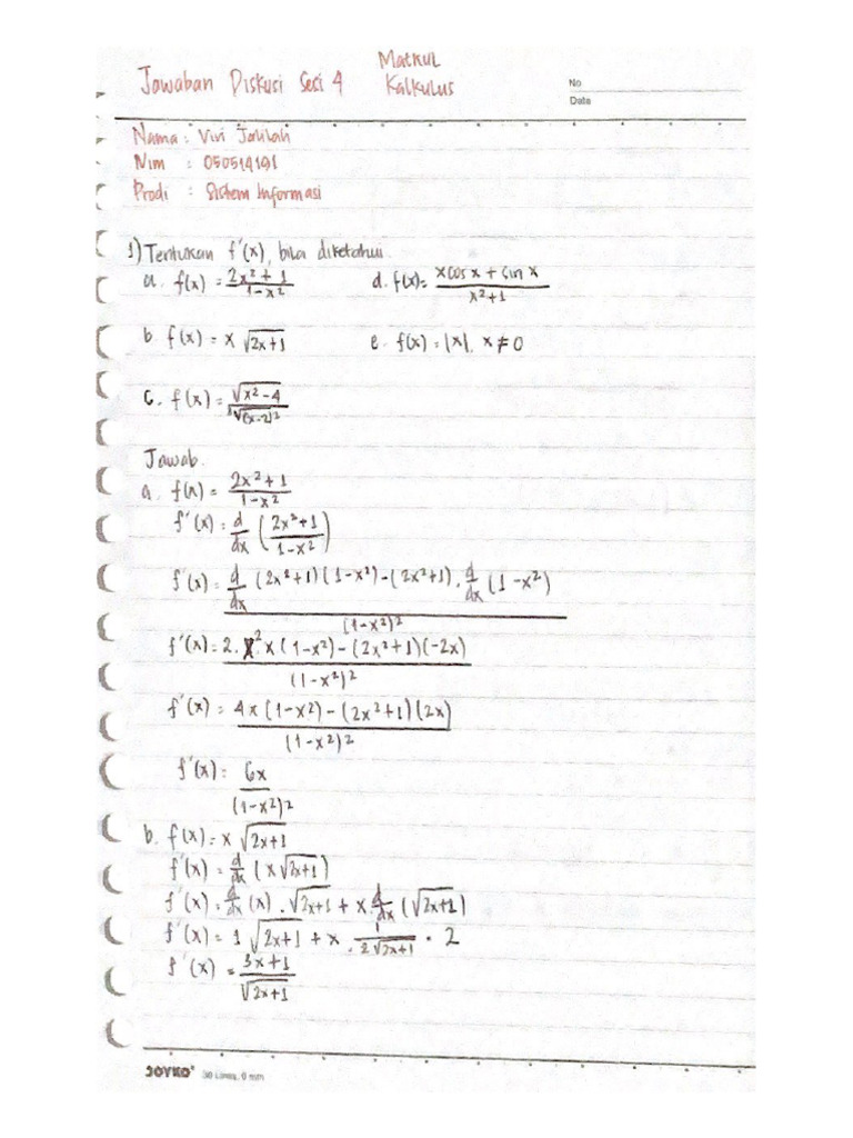 Jawaban Diskusi Kalkulus Sesi 4 | PDF